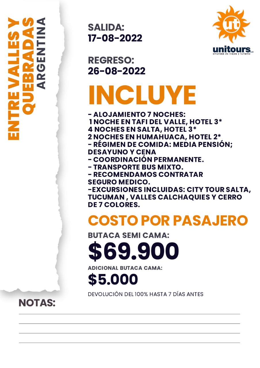 Unitours llega a la ciudad y zona con imperdibles viajes