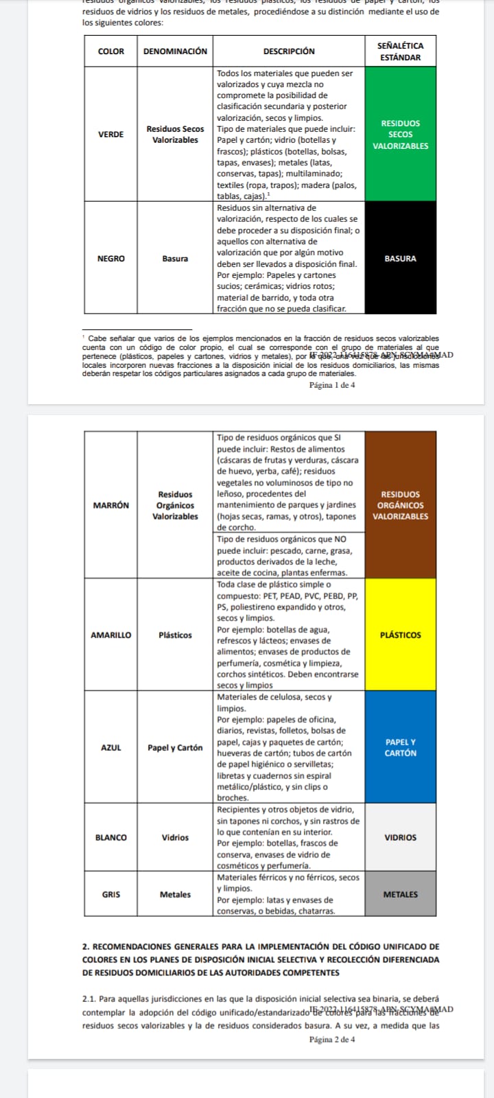 Reglamentan la ley que insta a gestionar los residuos domiciliarios con un código de siete colores
