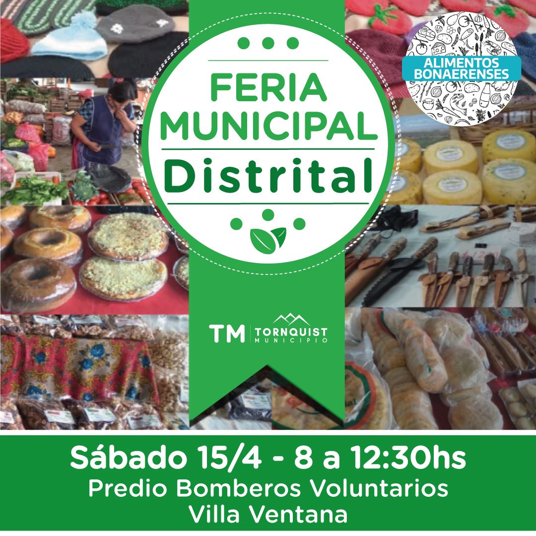La Feria Municipal Distrital se realiza este sábado en Villa Ventana