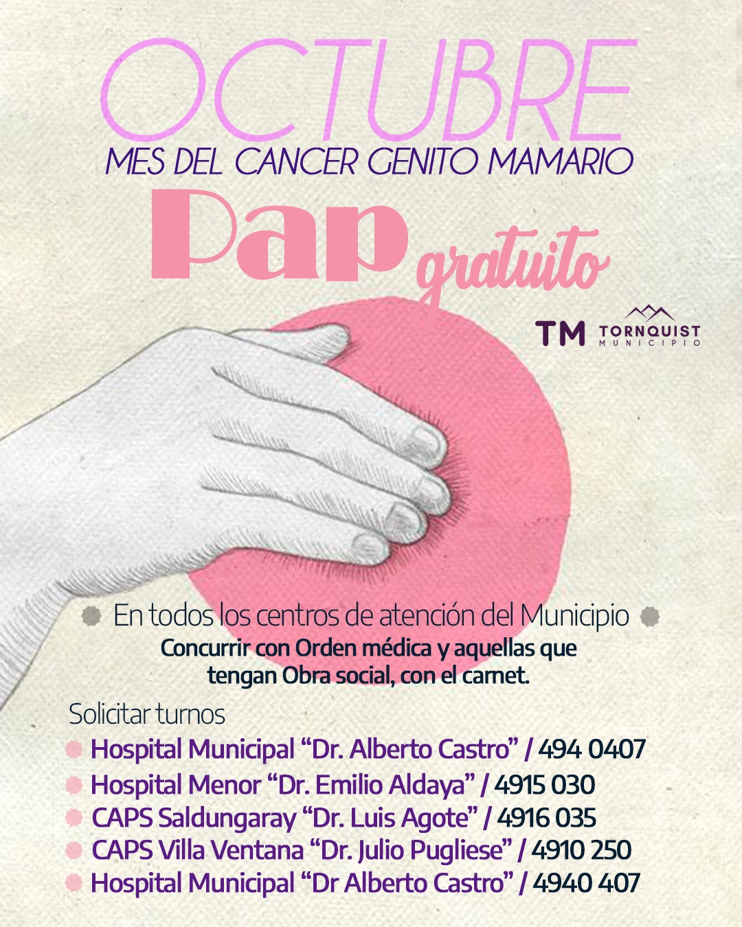 Durante el mes de la Concientización, Salud realizará Pap sin costo