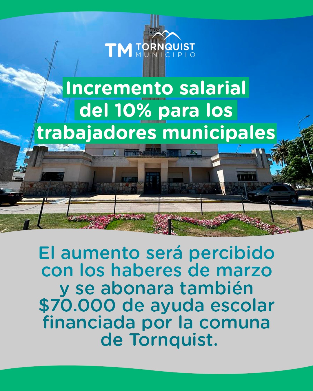 Nuevo aumento salarial y ayuda escolar para los trabajadores municipales de Tornquist