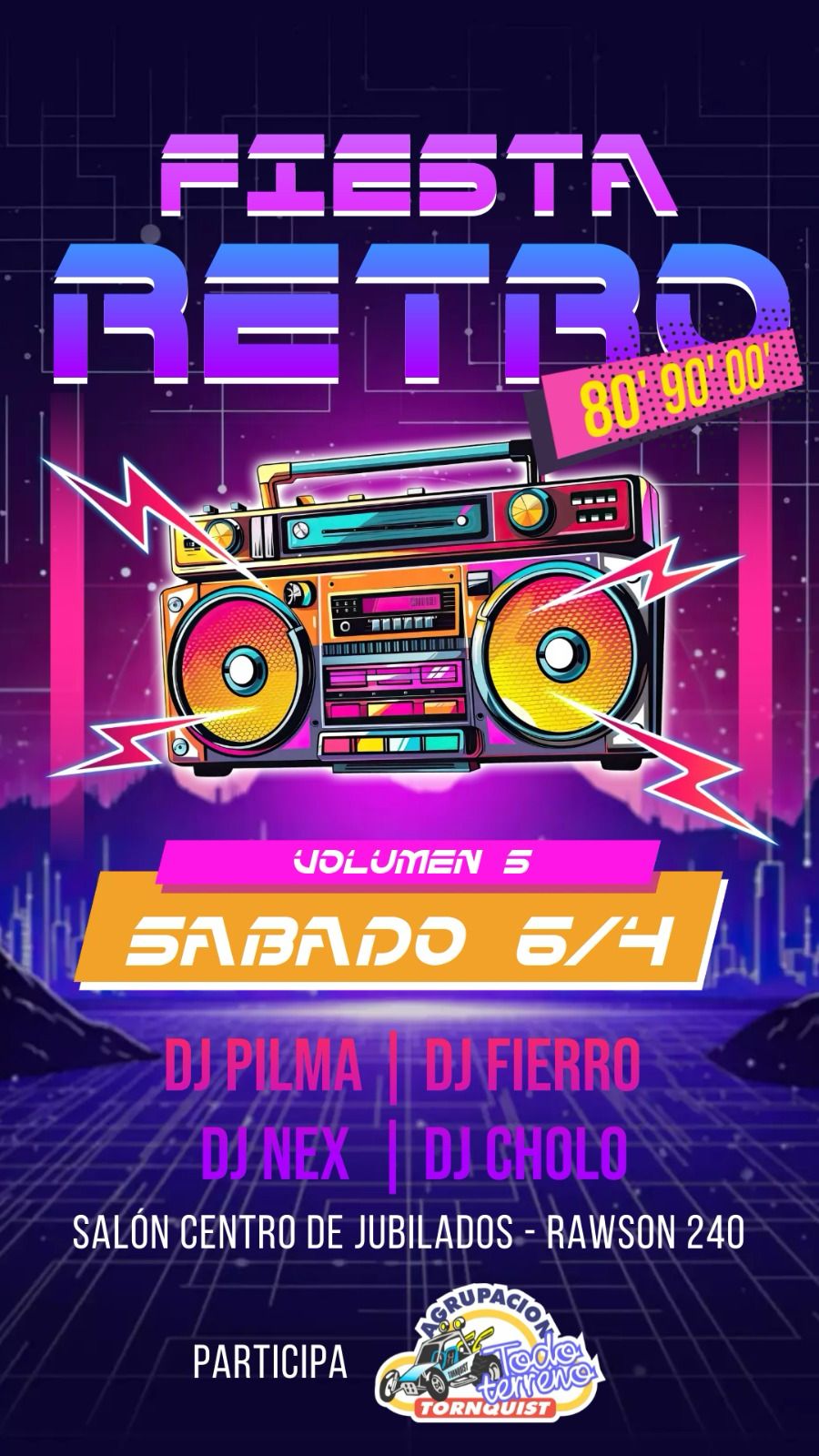 Fiesta retro de los 80,90 y 2000 en Tornquist