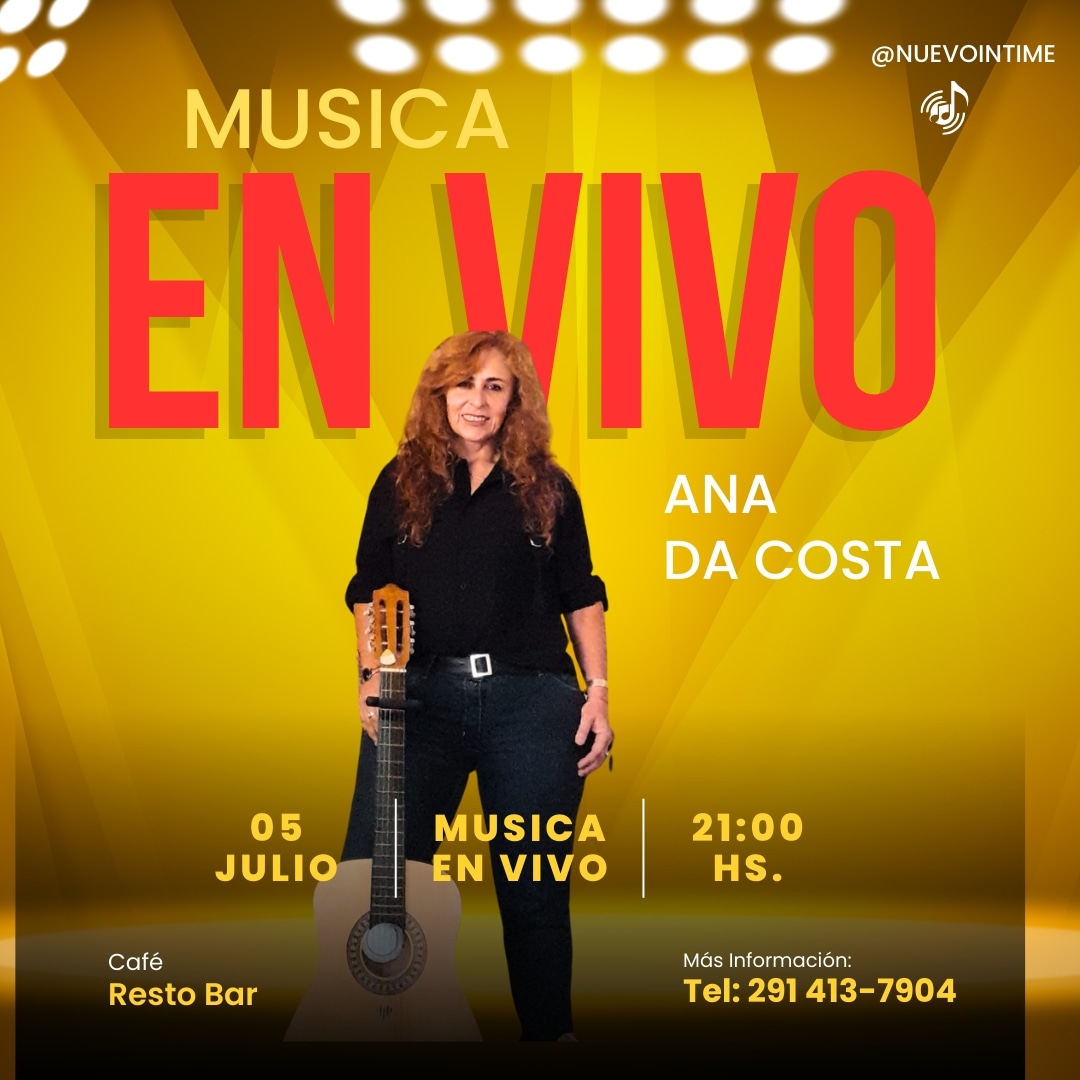 Este viernes 5 de julio música en vivo con Ana Da Costa en Nuevo In Time