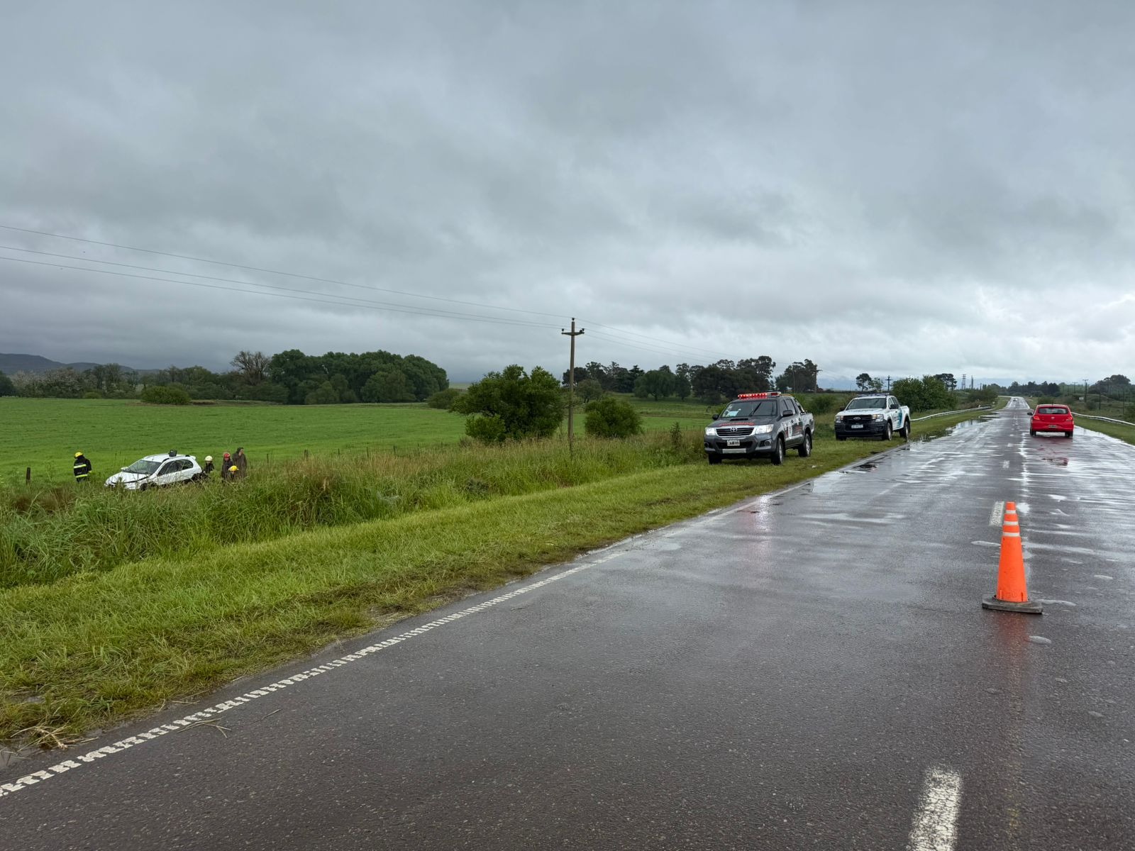 Vuelco en la Ruta 72 cerca de Sierra de la Ventana